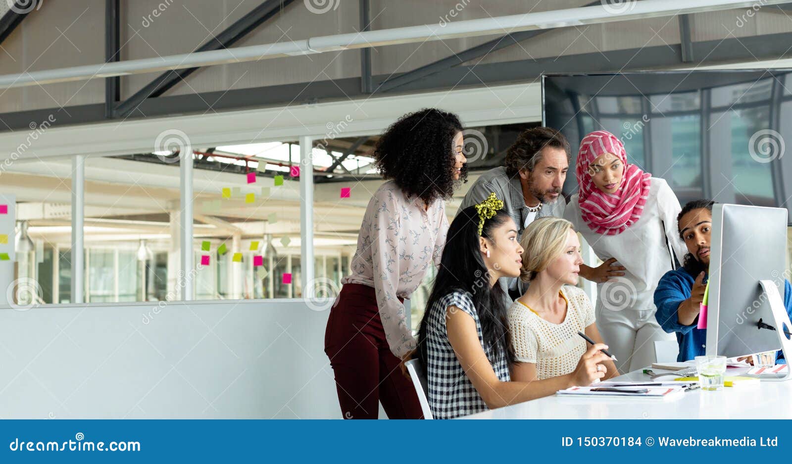 Business People Working Together on Computer at Conference Room in a ...