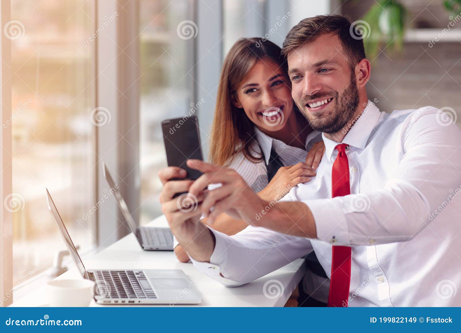 Happy Business People Working Together on Computer Stock Image - Image ...