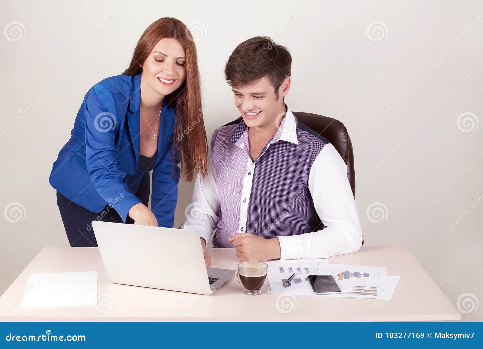Business People Working Together on Laptop Computer Stock Image - Image ...