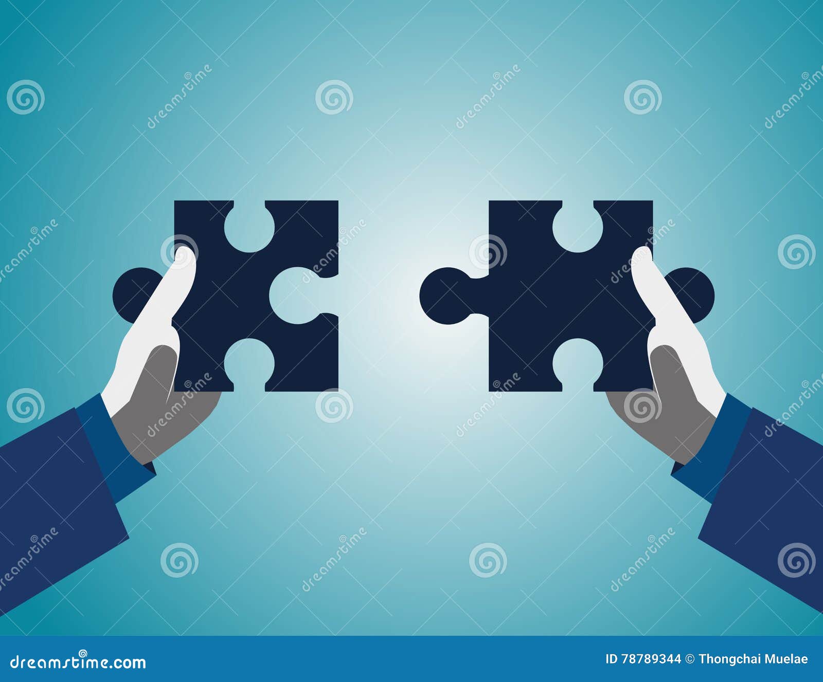 Business People are Working Together To Put Two Puzzles. Cooperation ...