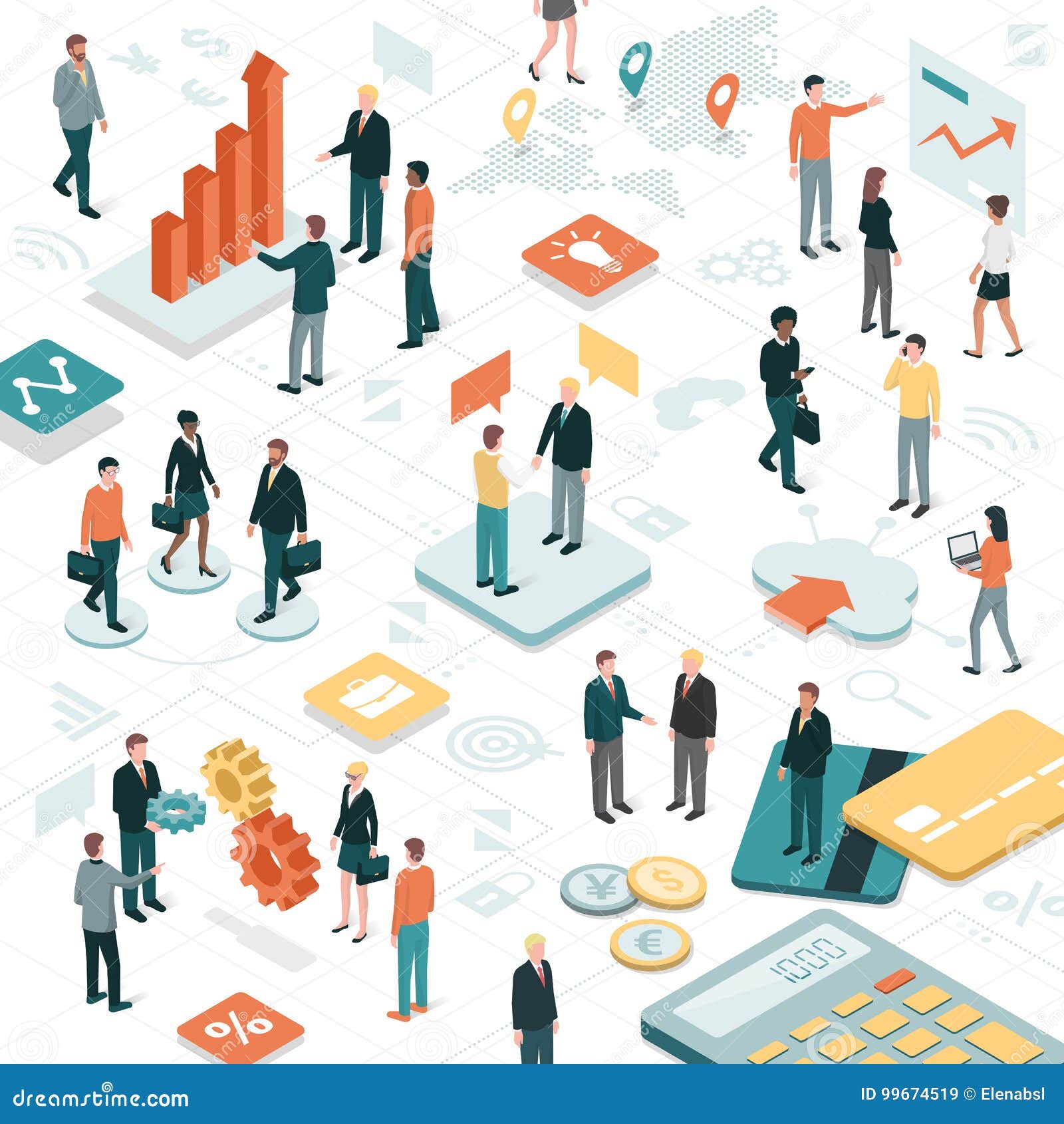 Business People Team In Technology Gears Cartoon Vector | CartoonDealer ...