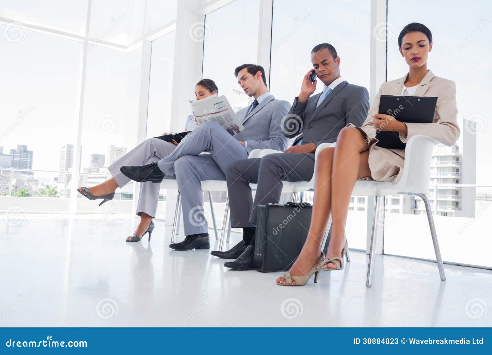 Business People Working while Waiting Stock Image - Image of coworkers ...