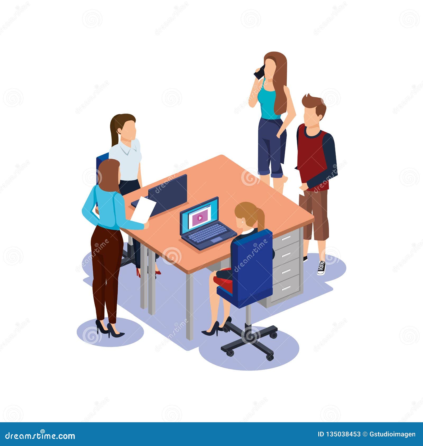 Business People in the Workplace Stock Vector - Illustration of ...