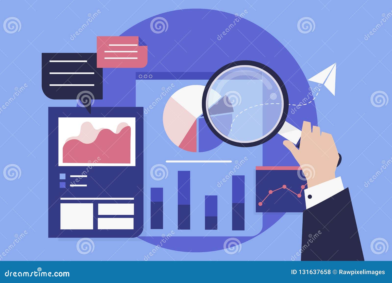 Business Performance Analysis with Graphs Stock Vector - Illustration ...