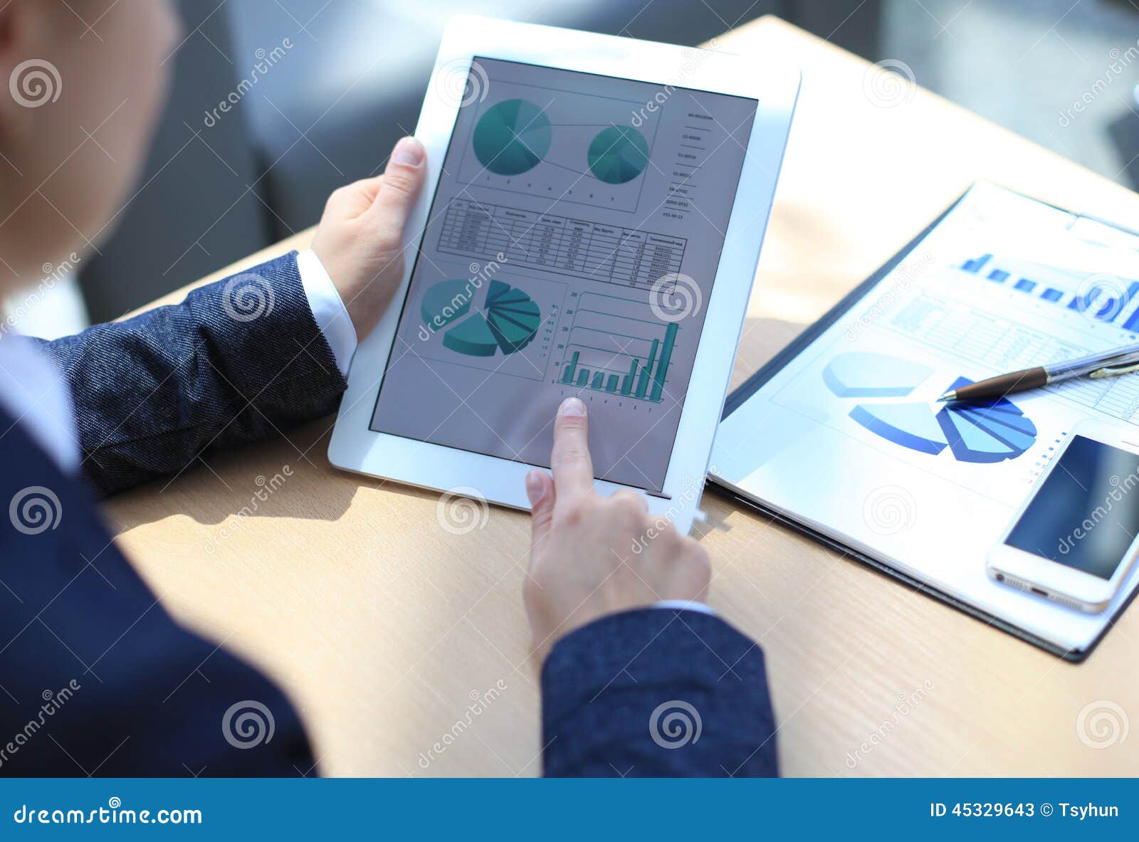 Business Person Analyzing Financial Statistics Stock Image - Image of ...