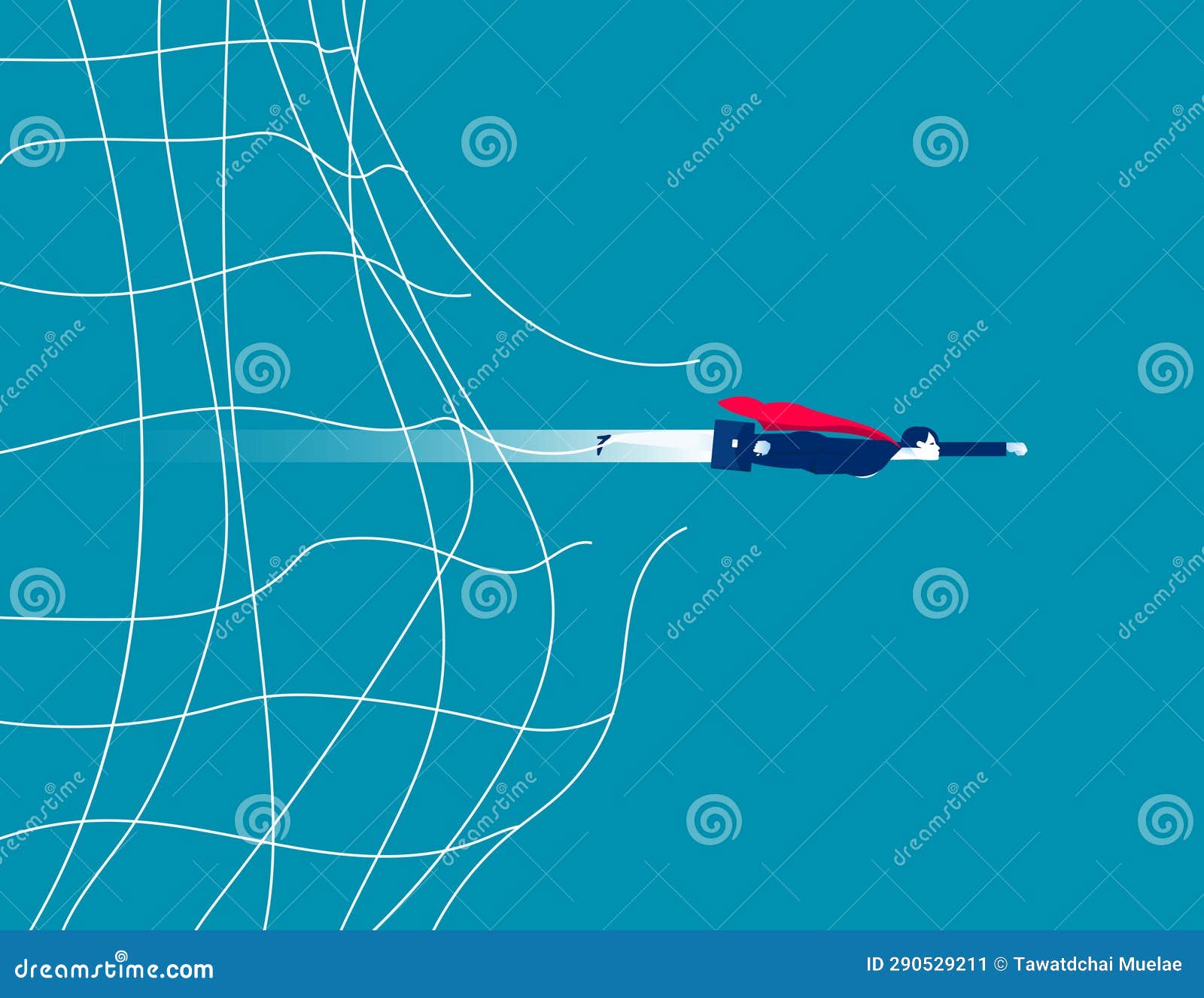 The Business Person Broke through the Net and Flew Out. Business Vector ...