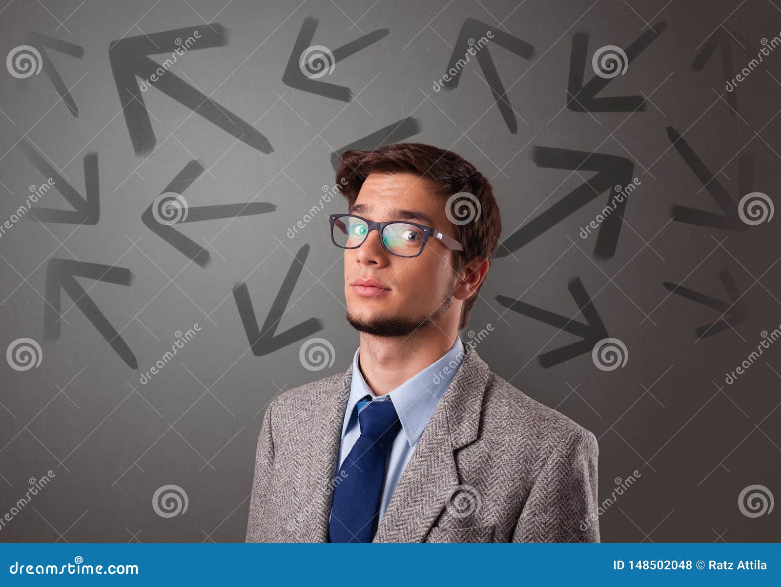 Business Person Choosing Direction Stock Photo - Image of information ...