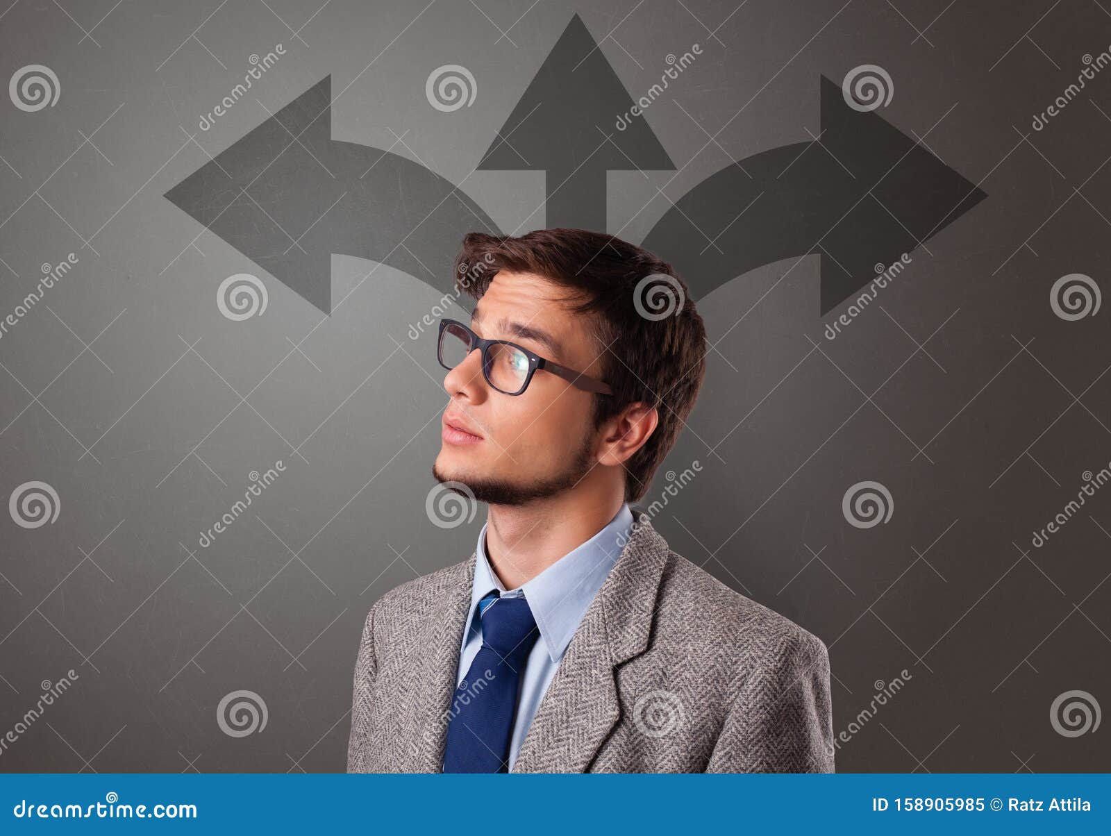 Business Person Choosing Direction Stock Image - Image of grey, pocket ...