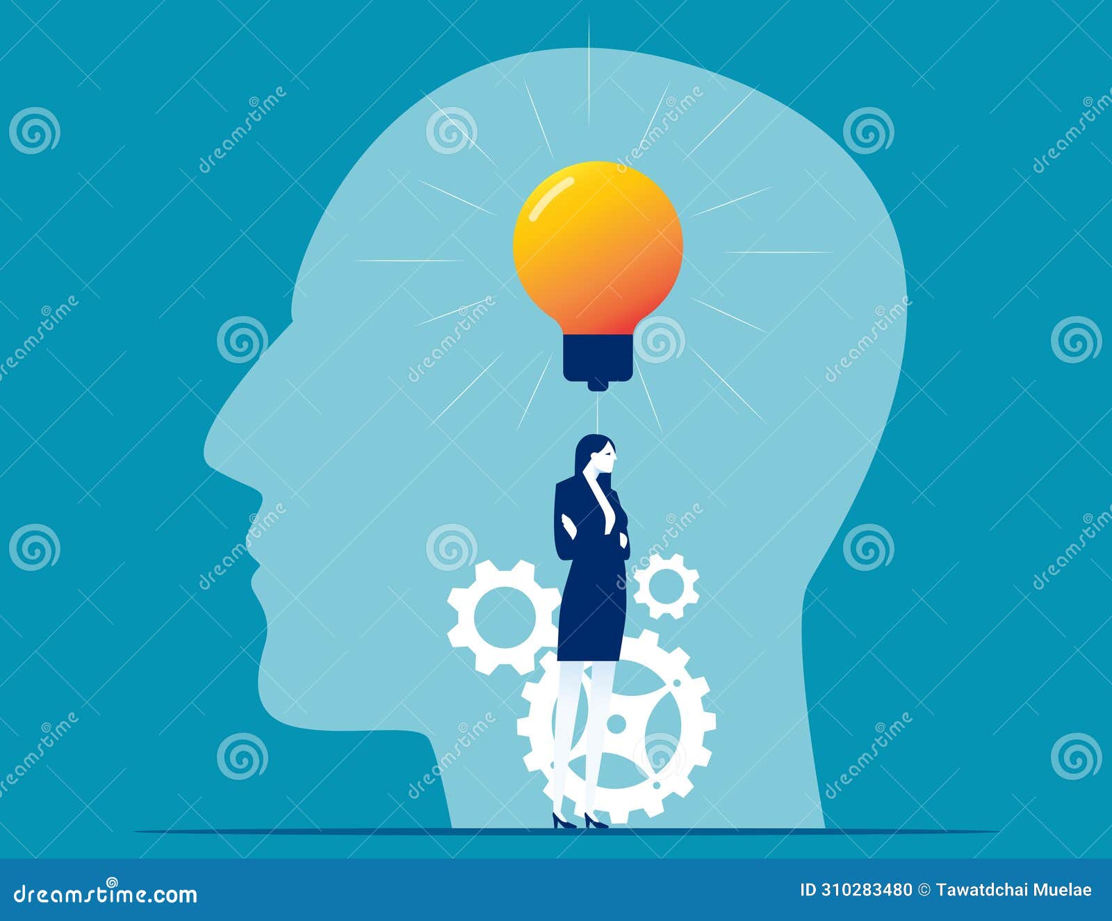 Business Person with Critical Thinking Mind. Vector Illustration ...