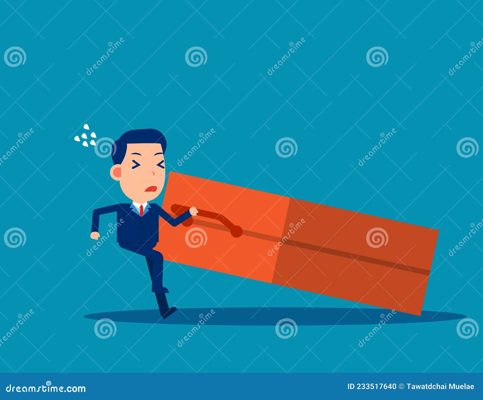 Business Person Dragging Huge Briefcase. Hard Working Concept Stock ...