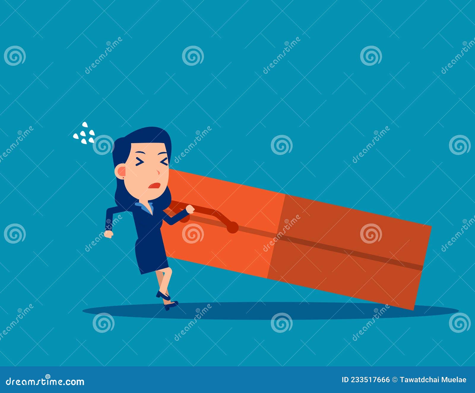 Business Person Dragging Huge Briefcase. Hard Working Concept Stock ...