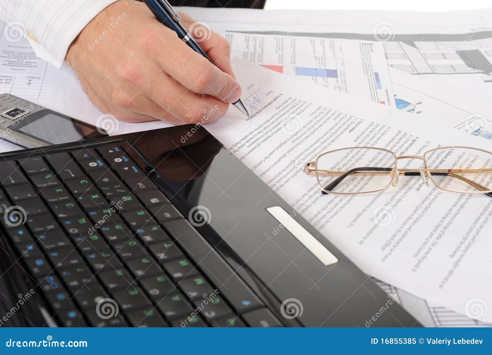 Business Person Hands Working with Document Stock Image - Image of ...