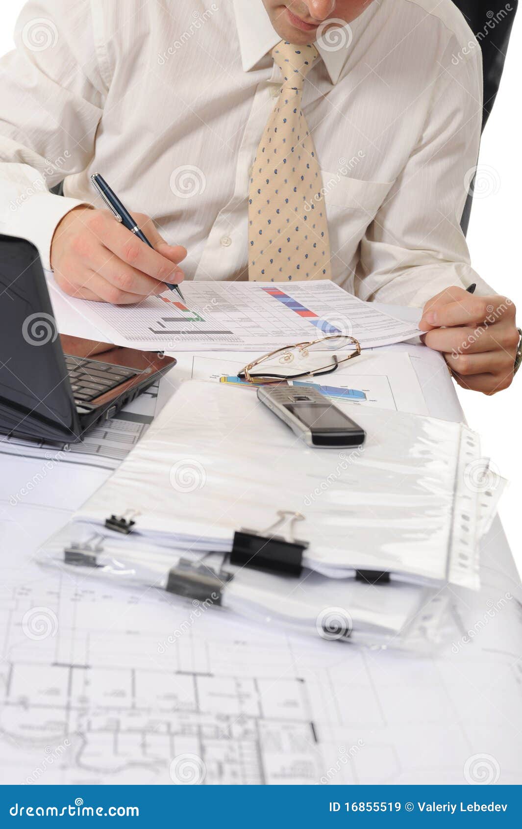 Business Person Hands Working with Document Stock Image - Image of ...