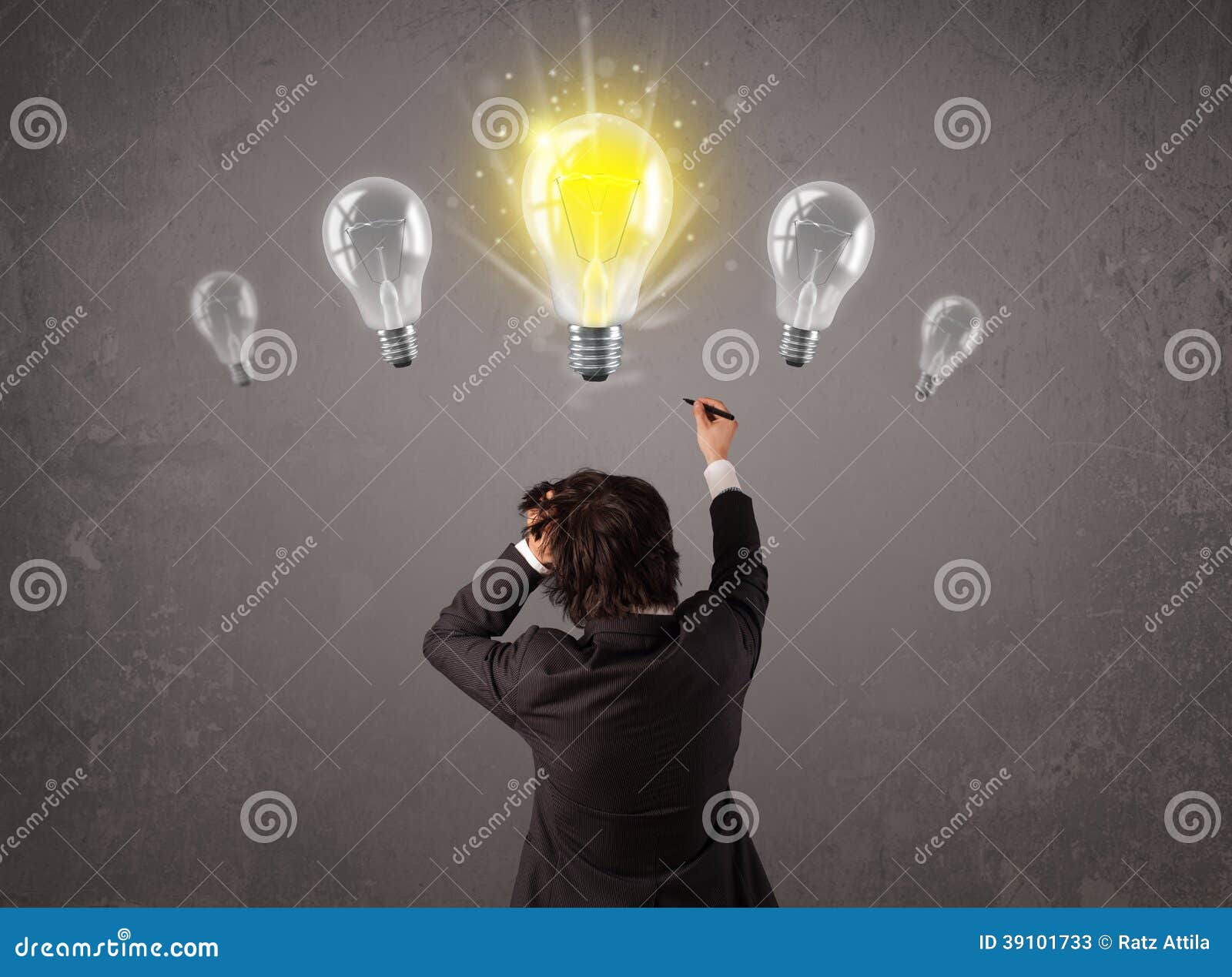 Business Person Having an Idea Light Bulb Concept Stock Image - Image ...