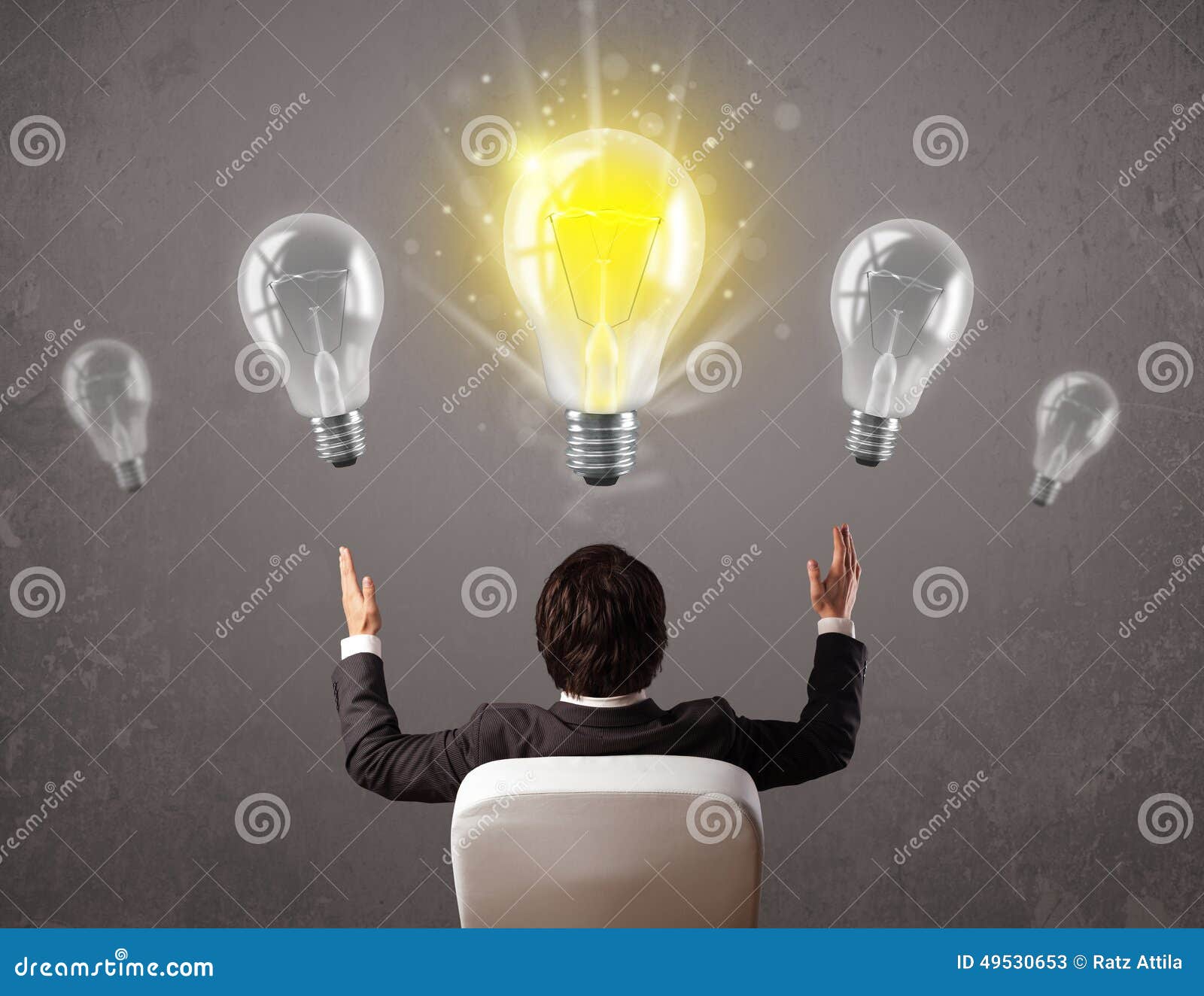 Business Person Having an Idea Light Bulb Concept Stock Image - Image ...
