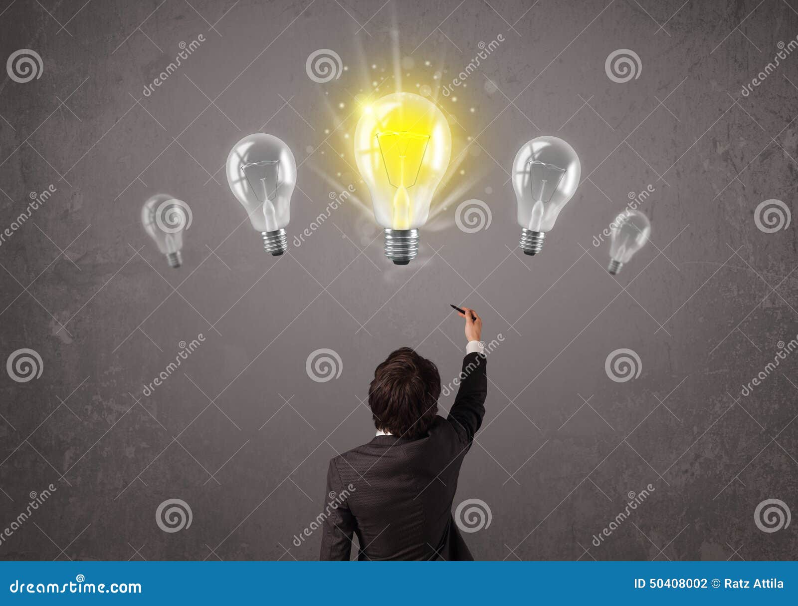 Business Person Having an Idea Light Bulb Concept Stock Photo - Image ...