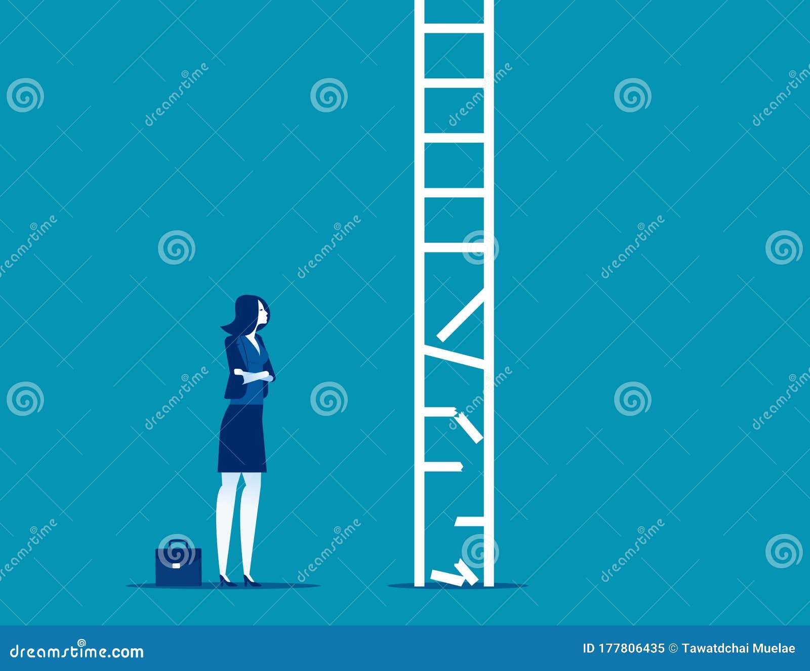 Business Person Look at Broken Ladder. Obstacle Business Concept Stock ...