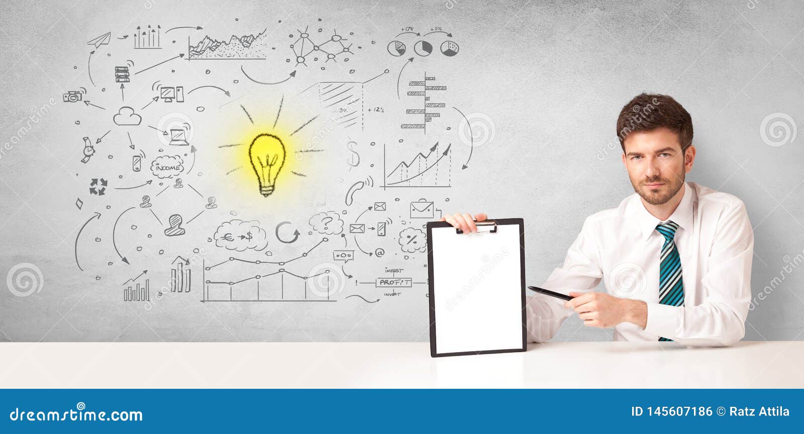 Business Person with New Idea Concept Stock Photo - Image of looking ...