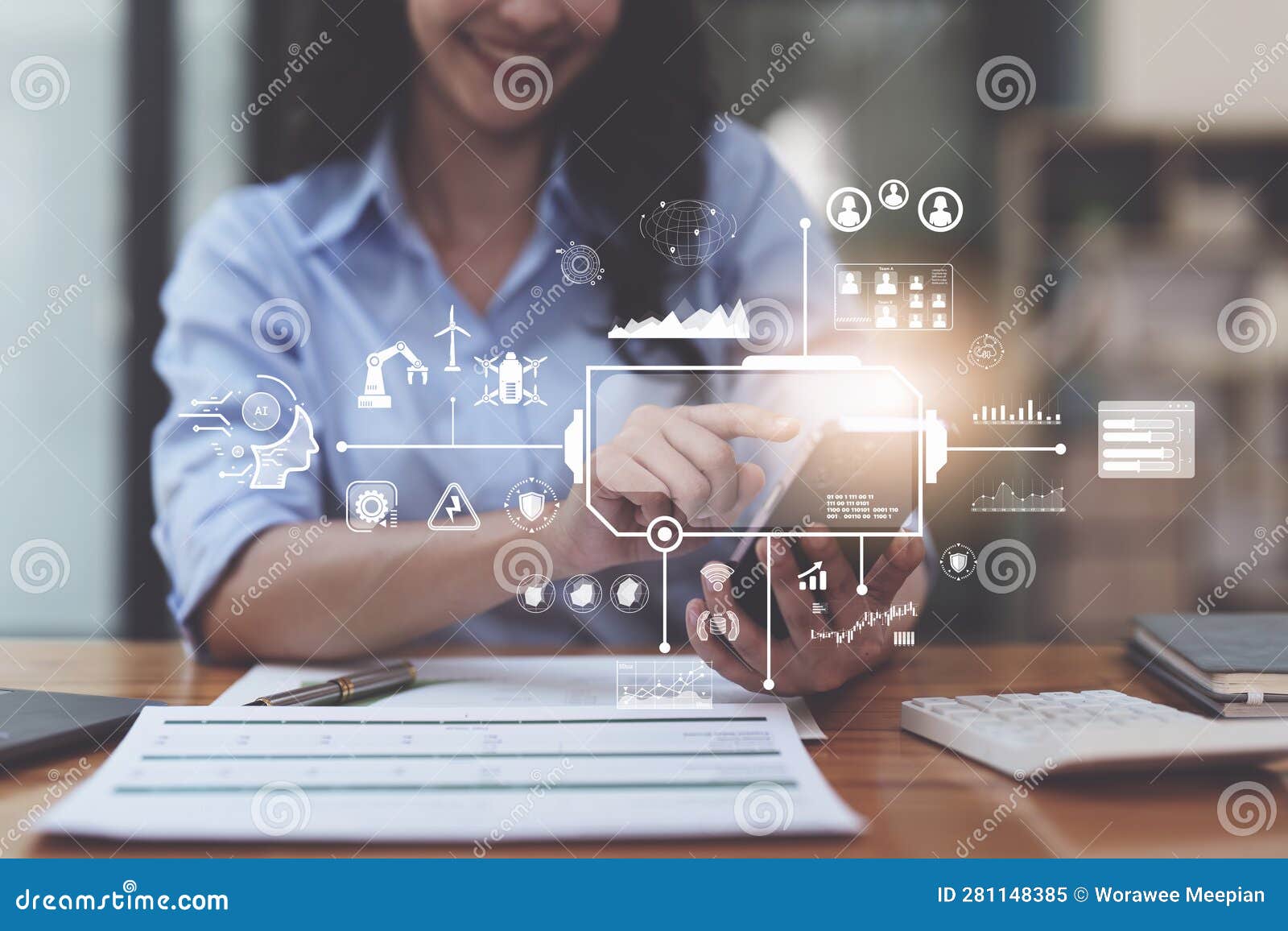 Business Person Process and Workflow Automation with Flowchart ...