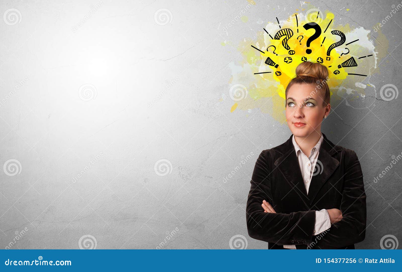 Business Person with Question Marks Stock Photo - Image of happy, mark ...