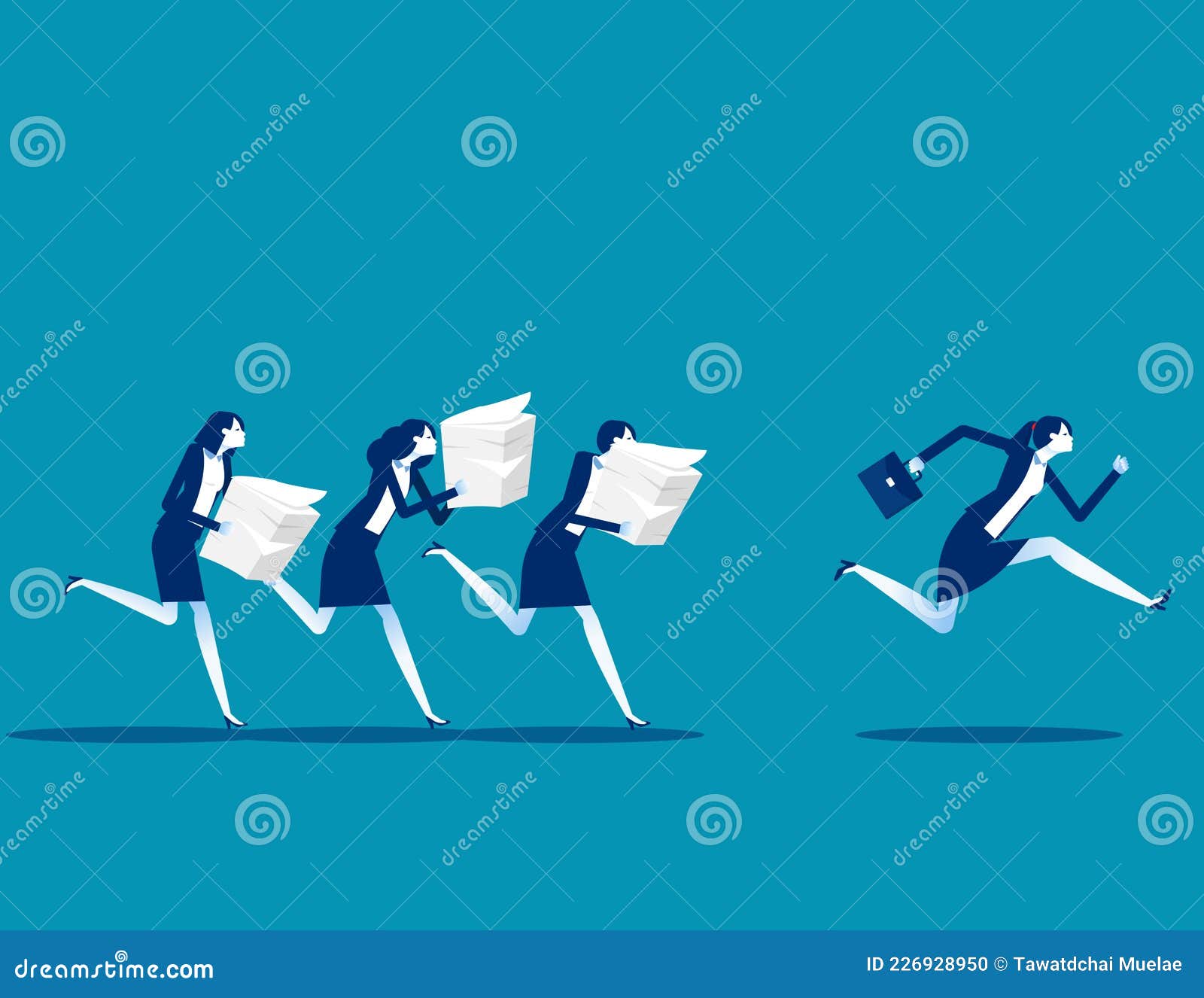The Business Person Run Away from Increased Work. Business Vector ...