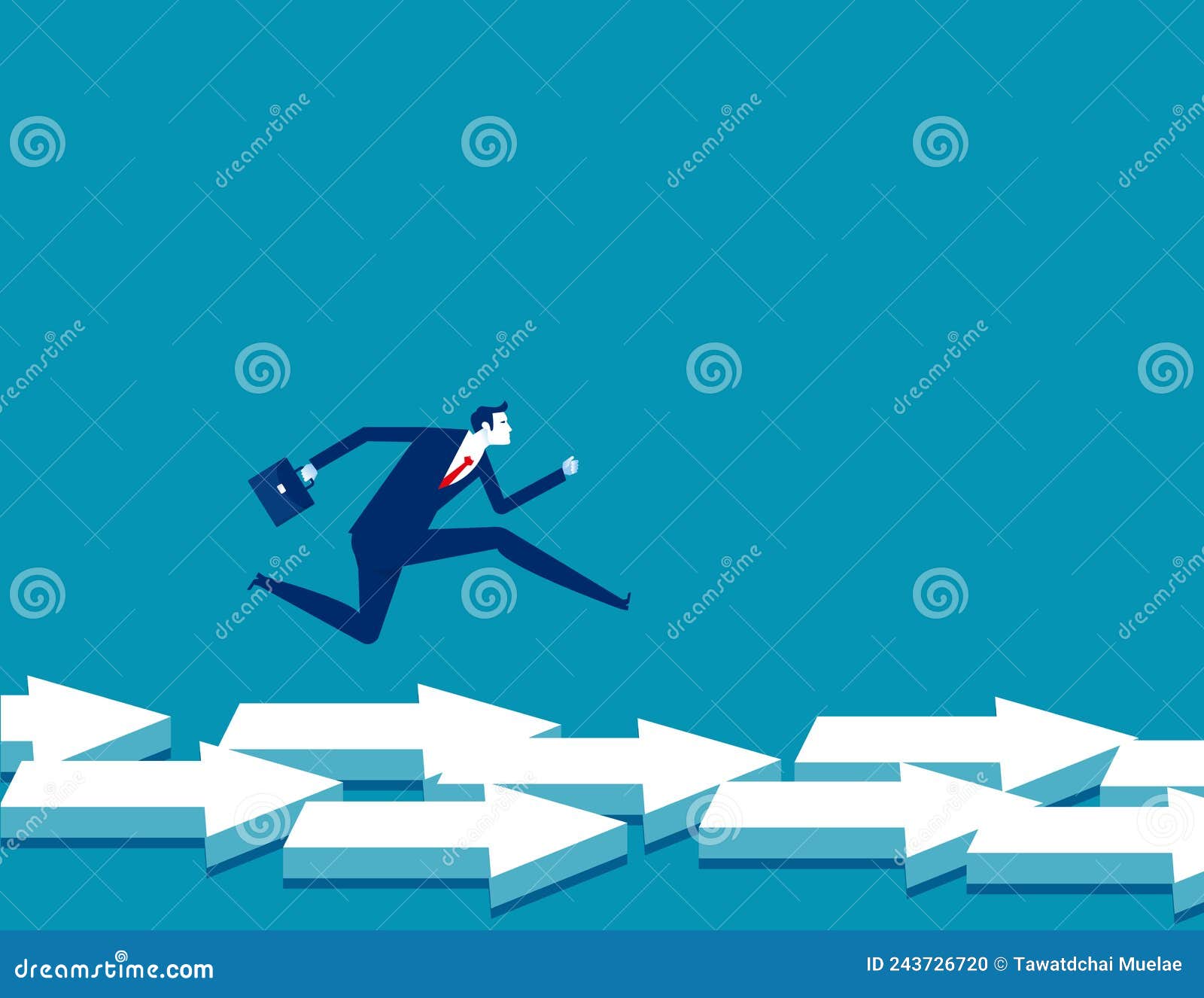 Business Person Run Forward in the Direction of the Arrow. Directional ...