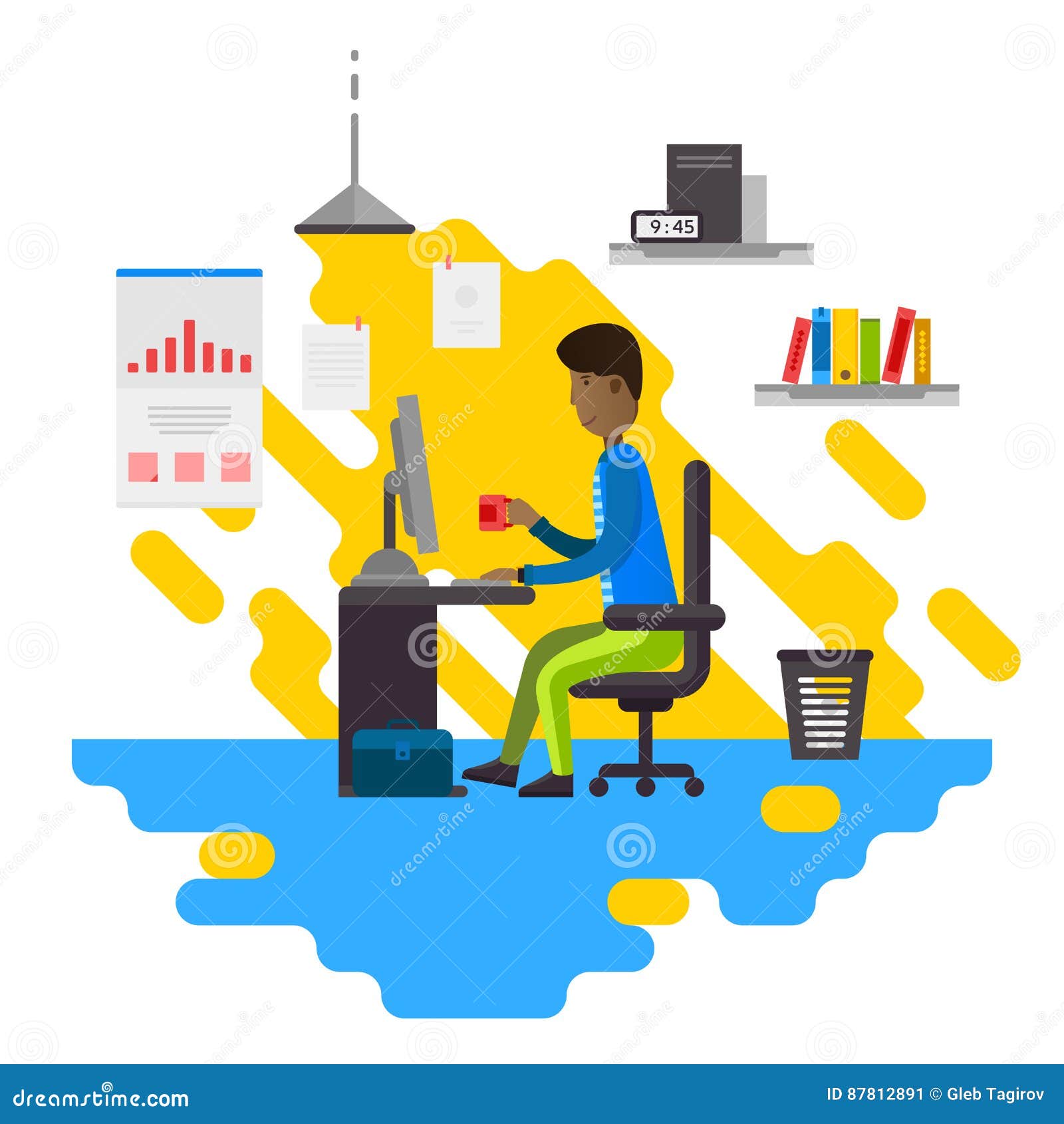 Business Person Sitting on the Computer. Stock Vector - Illustration of ...