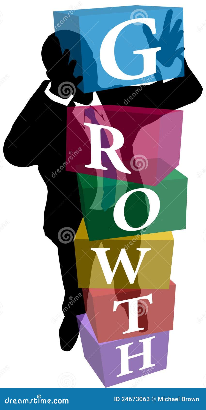 Business Person Stack Up Growth Cubes Stock Vector - Illustration of ...