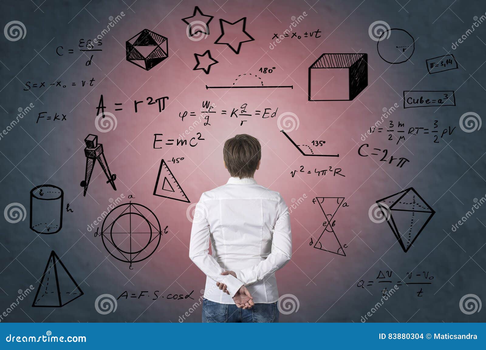 Business Person Standing in Front of Mathematical Formula. Stock Photo ...