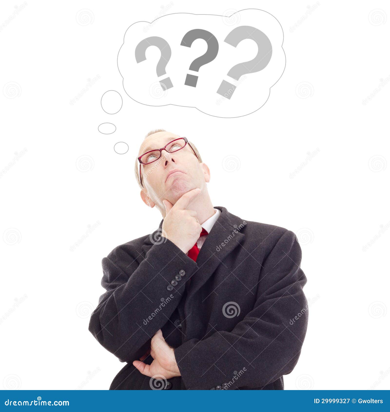 Business Person Thinking about Question Stock Image - Image of ...