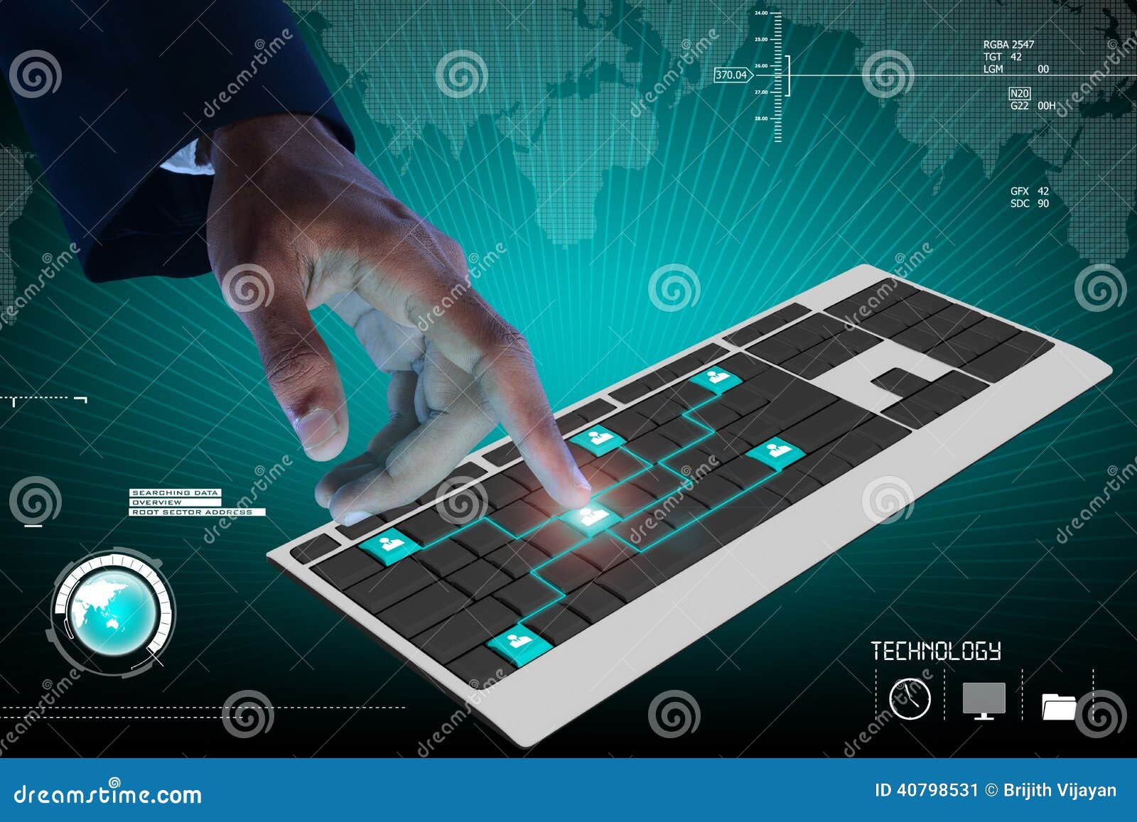 Business Person Touching Digital Keyboard Stock Image - Image of ...