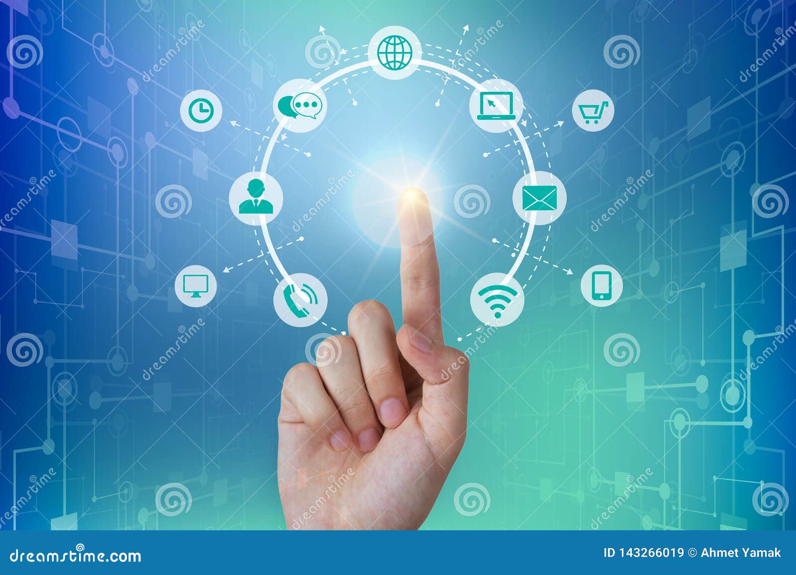 Business Person Touching A Global Network Connection Communications