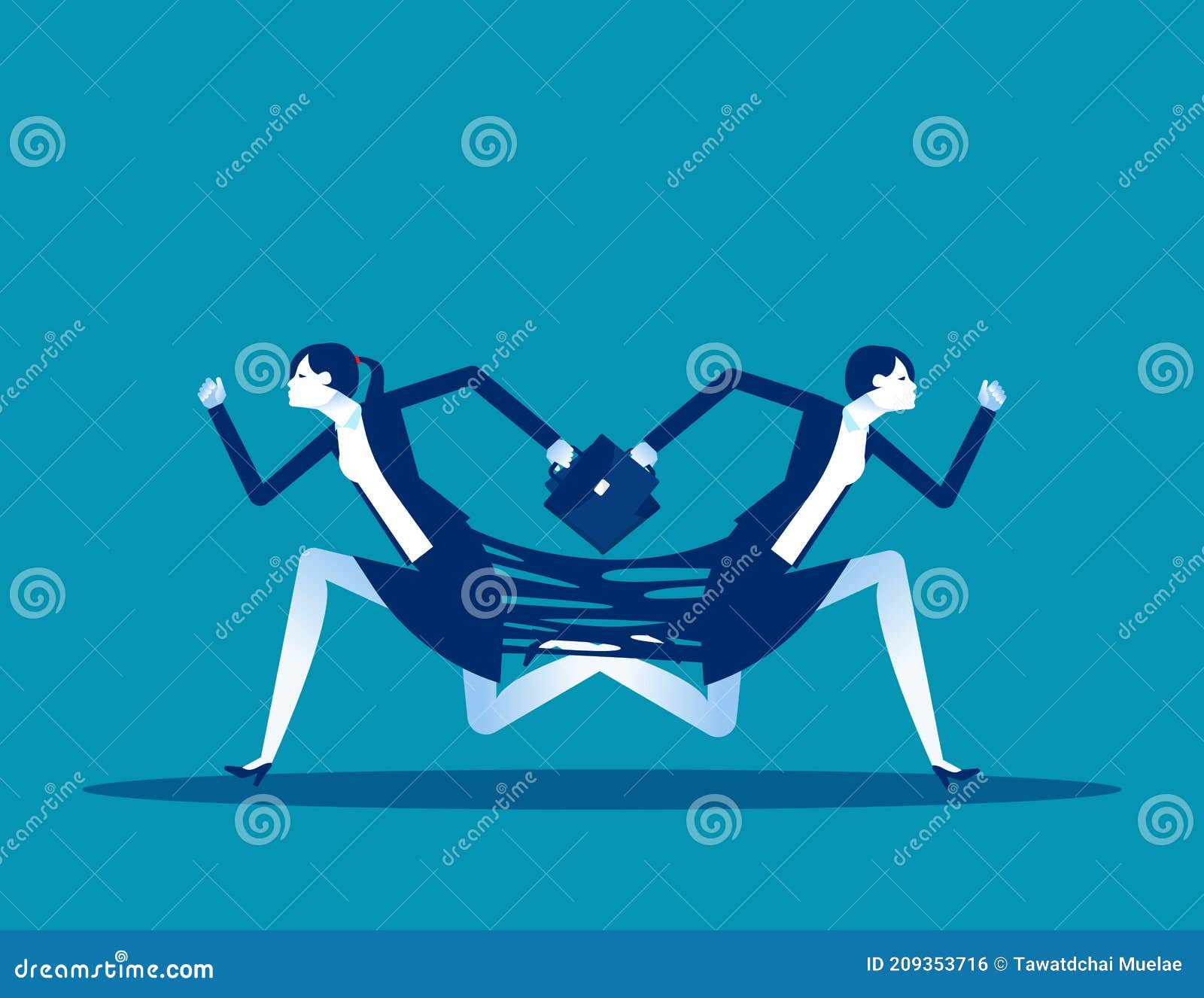 Business Person Try To Separate. Opposite Different Running Direction ...