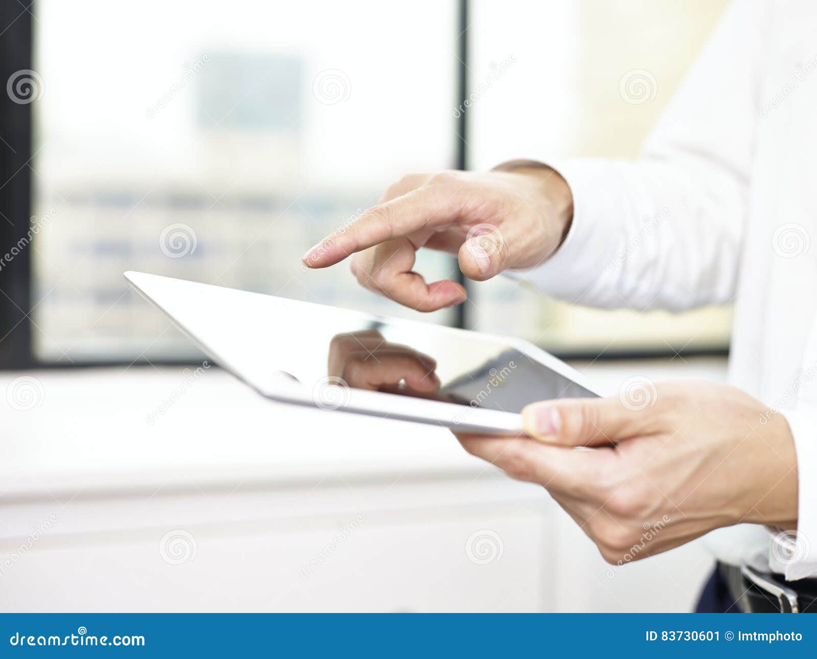 Business Person Using a Tablet Stock Image - Image of male, searching ...