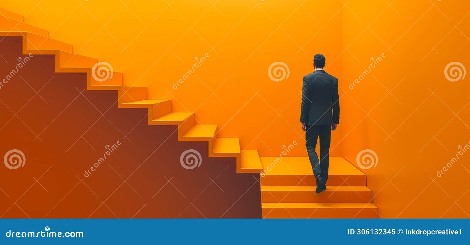 A Business Person Walking on a Staircase. Business Progress and ...