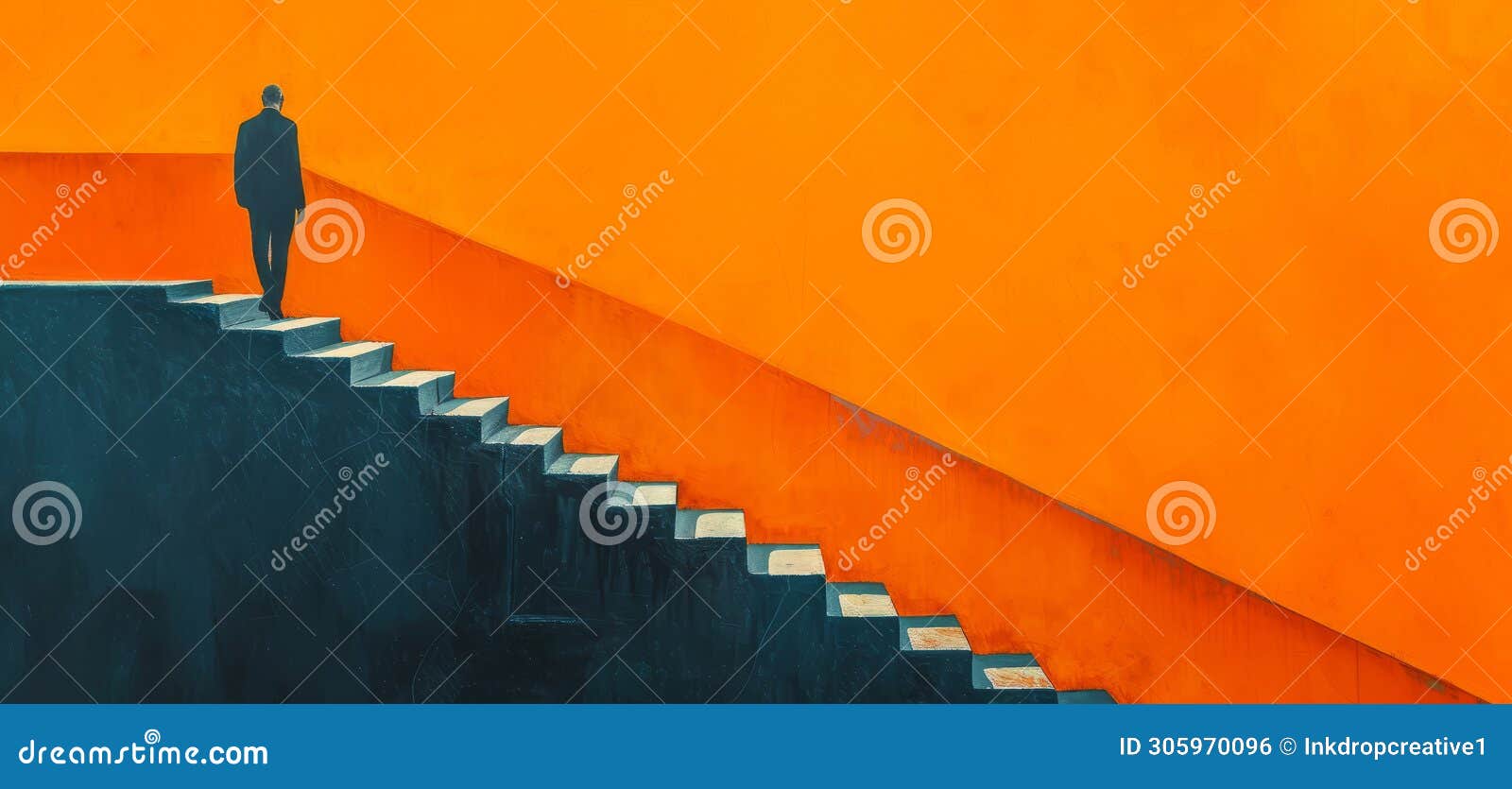 A Business Person Walking on a Staircase. Business Progress and ...