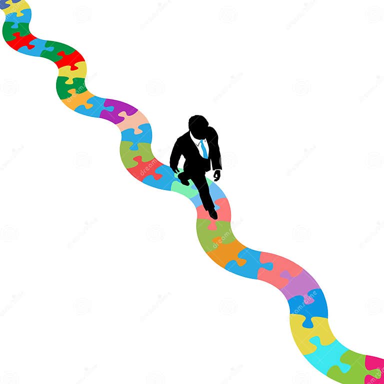 Business Person Walks on Puzzling Path To Solution Stock Vector ...