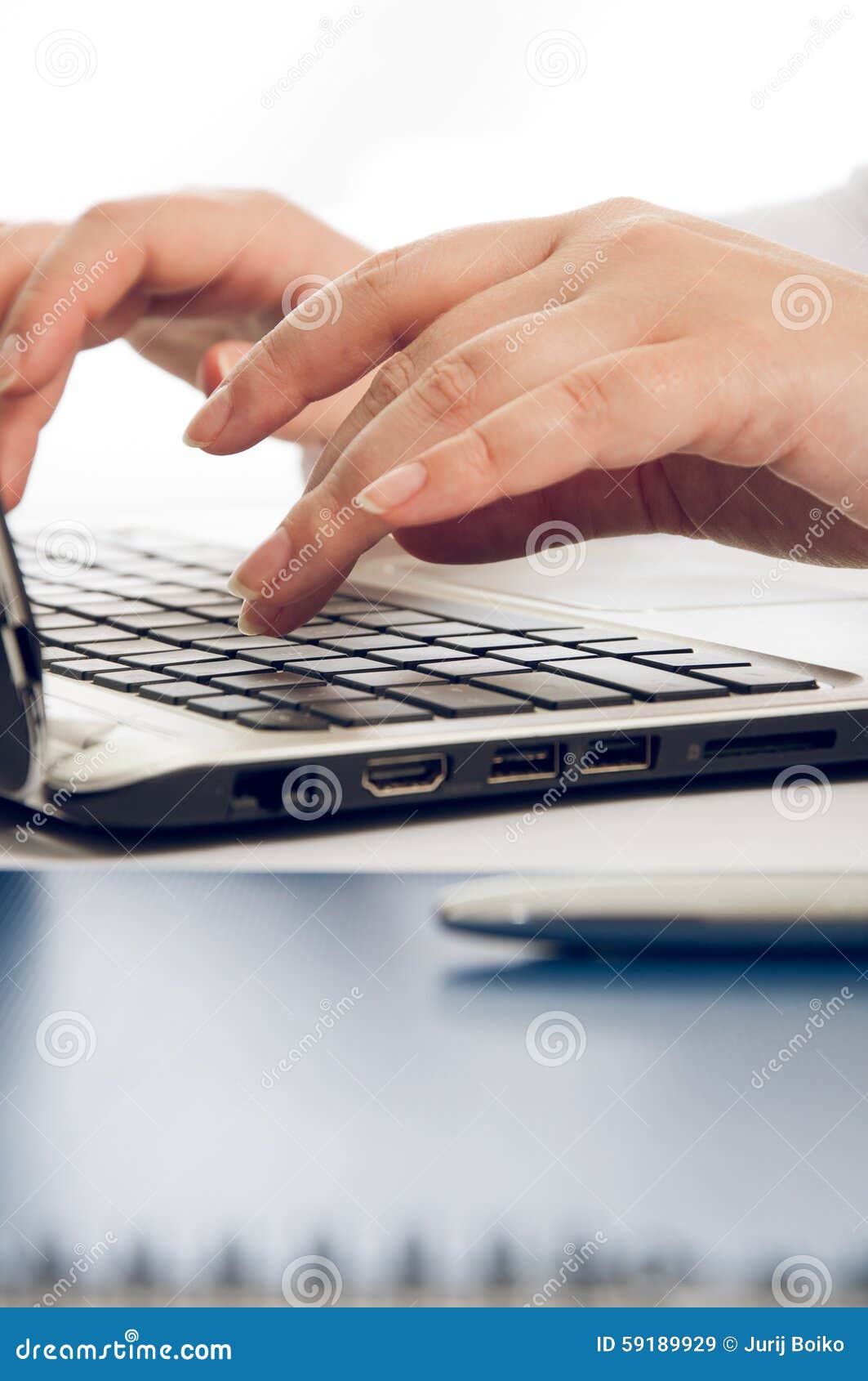 Business Person Working on Computer. White Stock Image - Image of ...