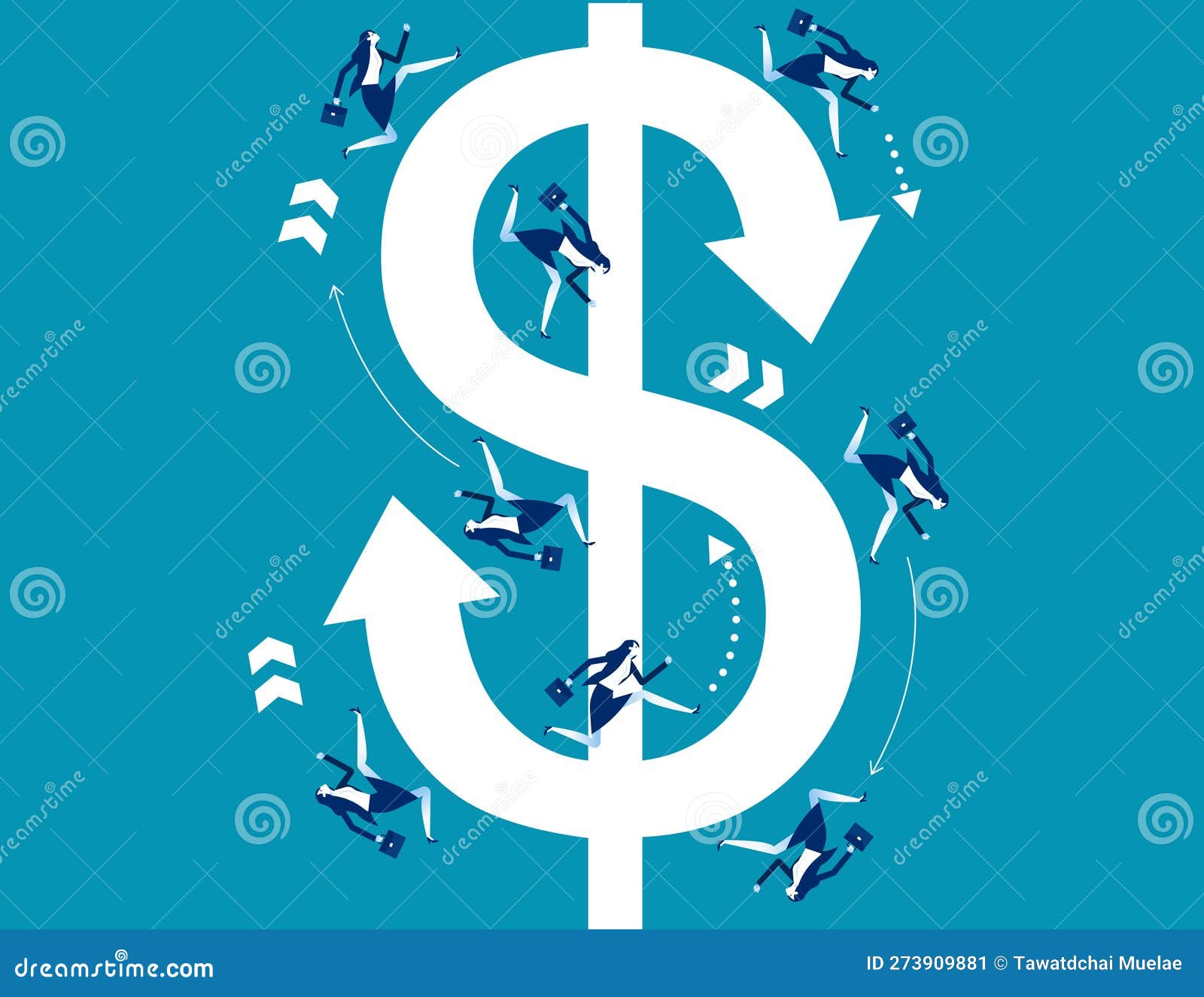 Business Person Working for Money Stock Vector - Illustration of dollar ...