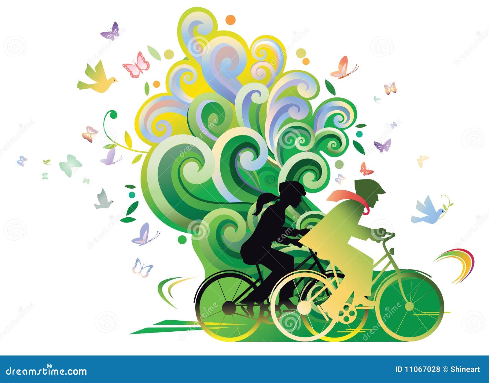 Riding Bicycle Without Hands Vector Illustration | CartoonDealer.com ...