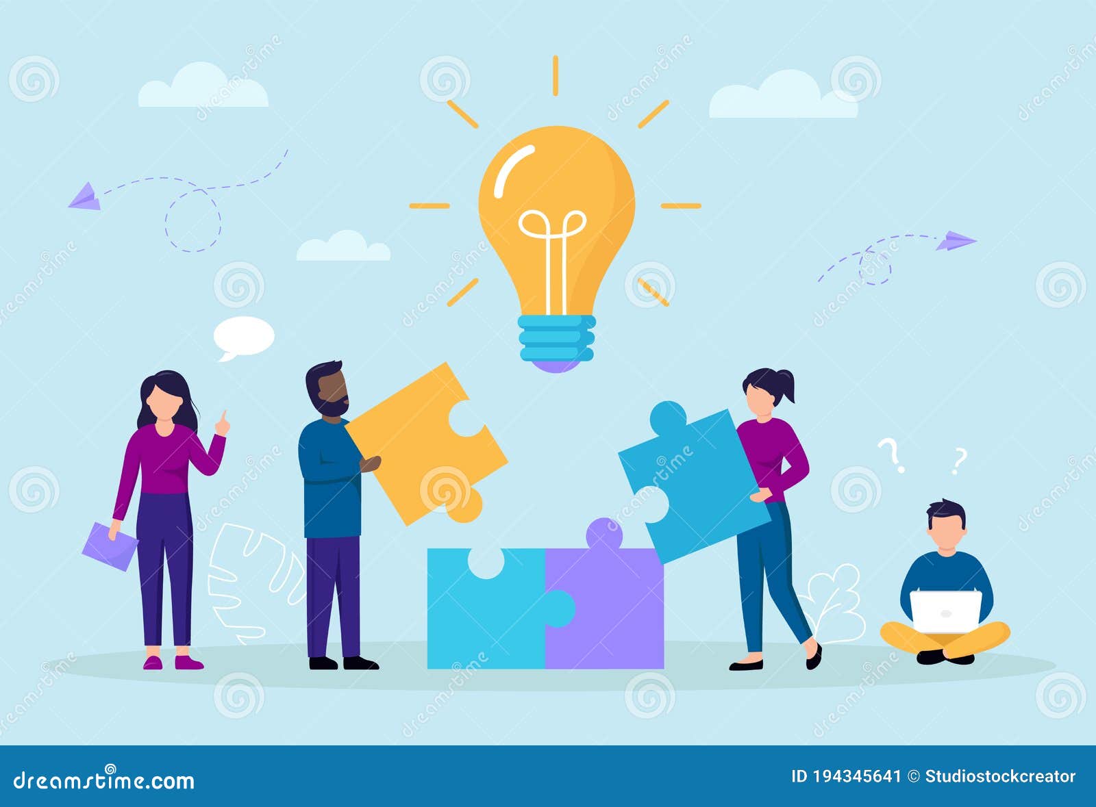 Business Perspective and Teamwork Concept. Cartoon Composition with ...