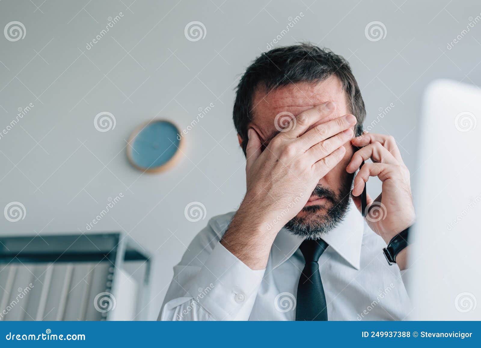 Business Phone Call Failure, Disappointed Businessman Using Mobile ...