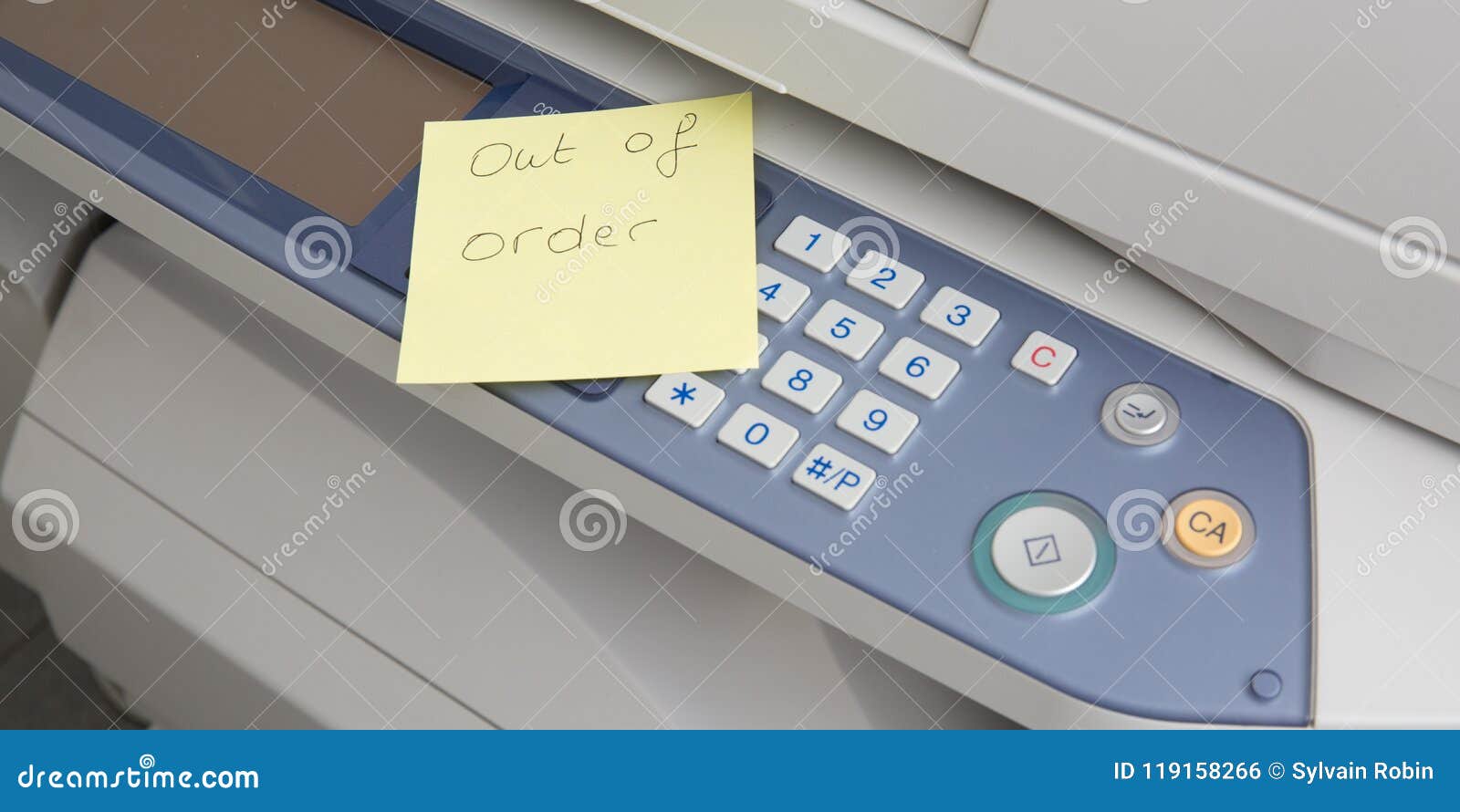 Business Photocopy Machine with Note Indication that Out of Order Stock ...