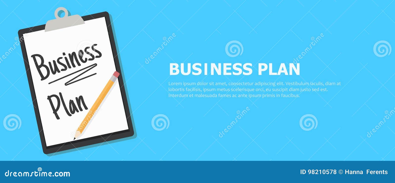 Business Plan Banner. Tablet with a Text and a Pencil Stock Vector ...