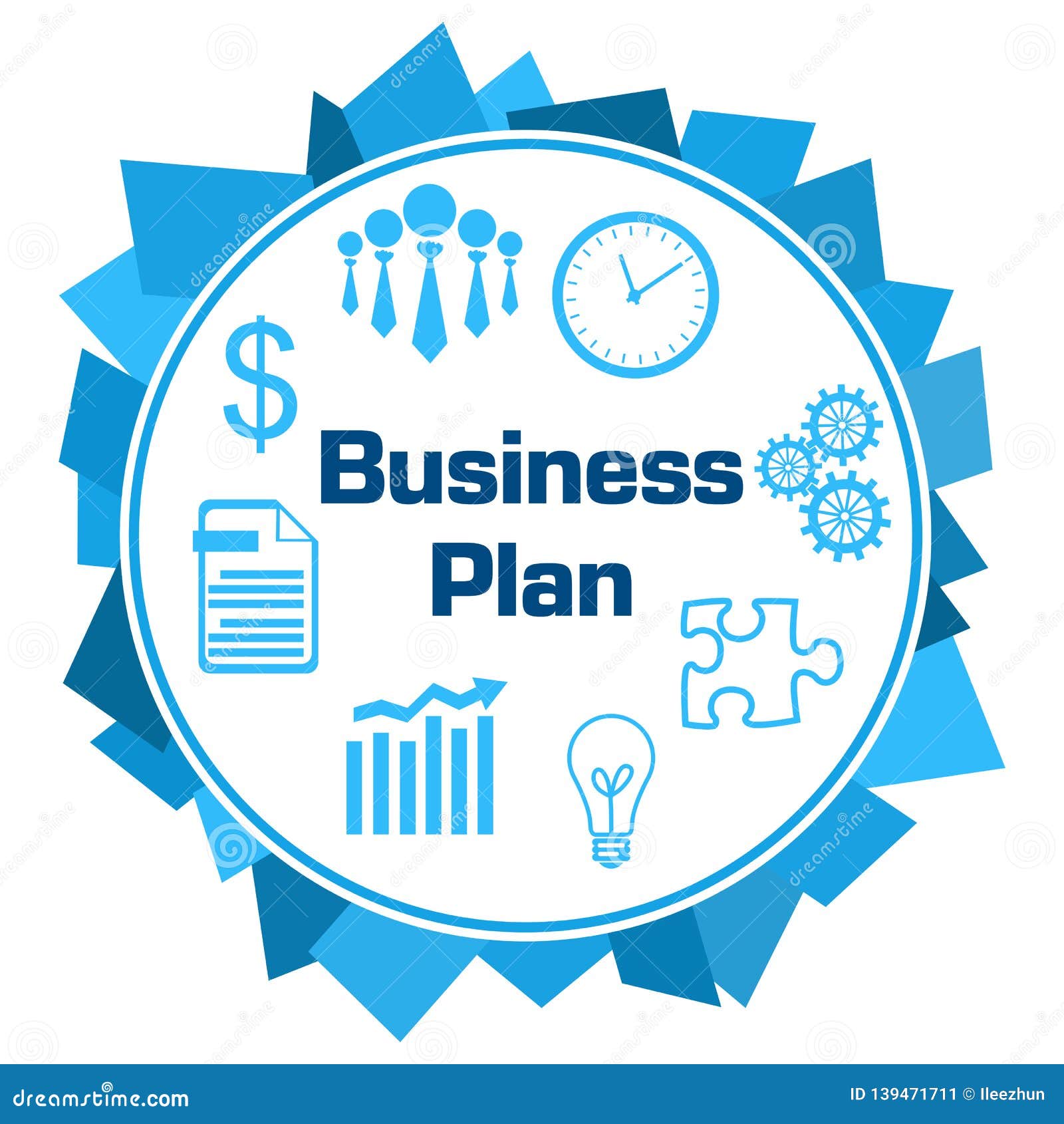Business Plan Blue Random Shapes Symbols Circle Stock Illustration ...