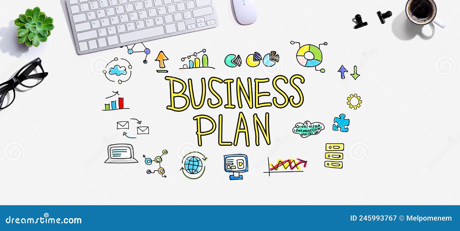 Business Plan with a Computer Keyboard Stock Illustration ...