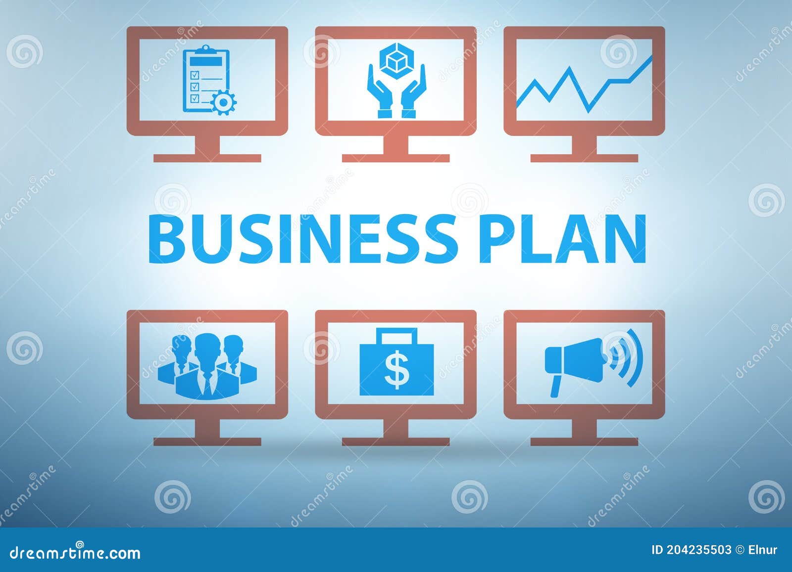 Business Plan Concept Illustration with Key Elements Stock Illustration ...