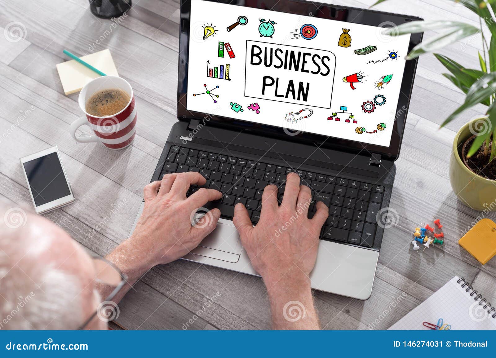 Business Plan Concept on a Laptop Screen Stock Image - Image of ...