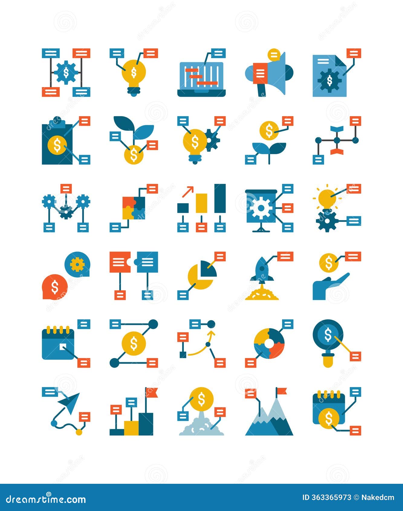 Business Plan Flat Icon Set Stock Illustration - Illustration of ...