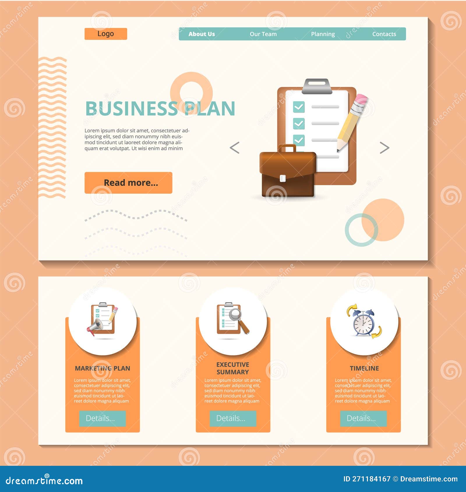 Business Plan Flat Landing Page Website Template. Marketing Plan ...